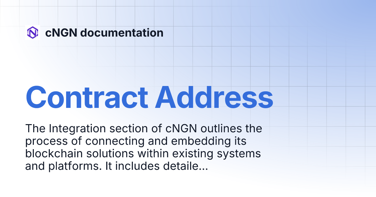 Contract Address | cNGN documentation Contract Address | cNGN documentation